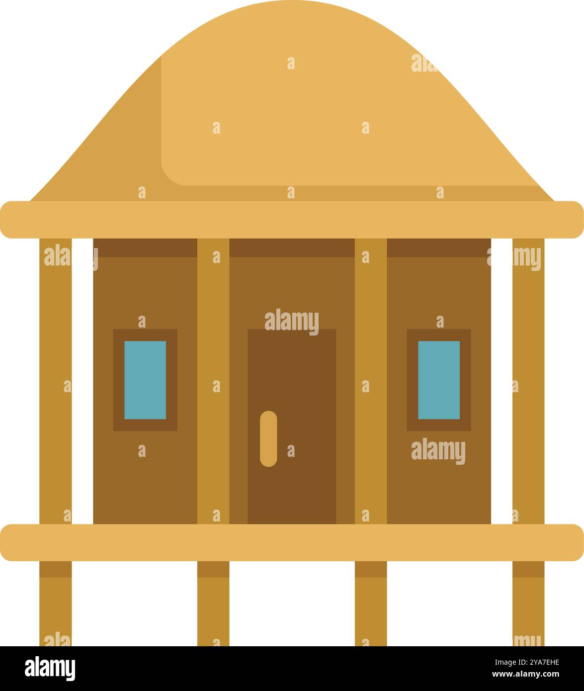 Bungalow with straw roof standing on stilts icon flat style isolated on ...