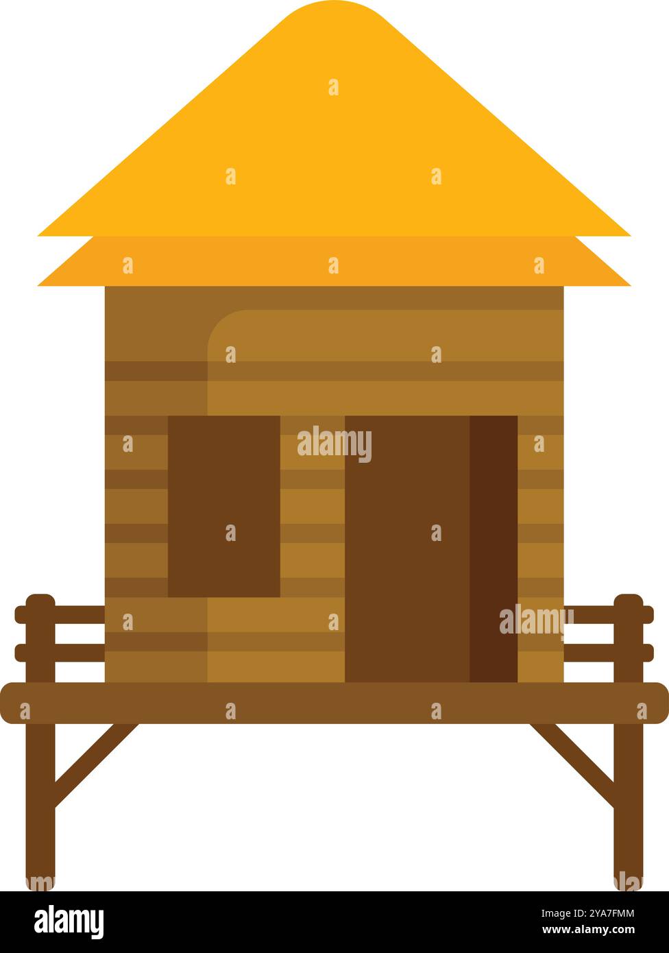 Simple but cozy wooden hut standing on stilts with a thatched roof ...