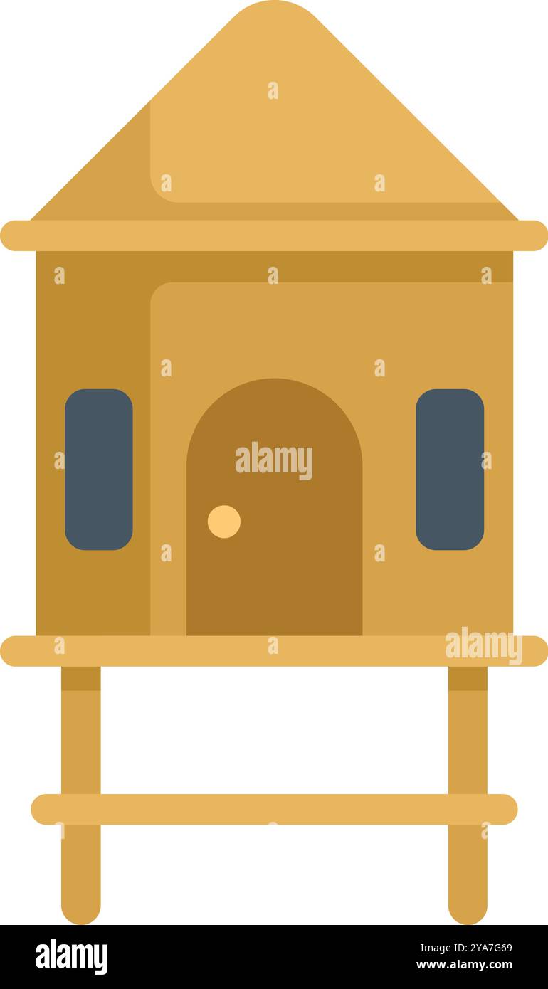 Simple vector illustration of a small wooden hut built on stilts ...