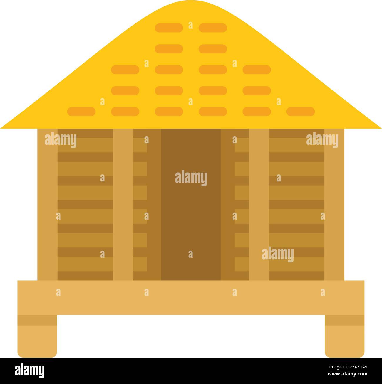 Small tropical hut with thatched roof standing on stilts, isolated on ...