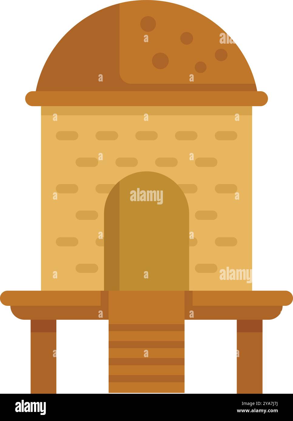 Simple african style mud hut dwelling with thatched roof, wooden porch ...