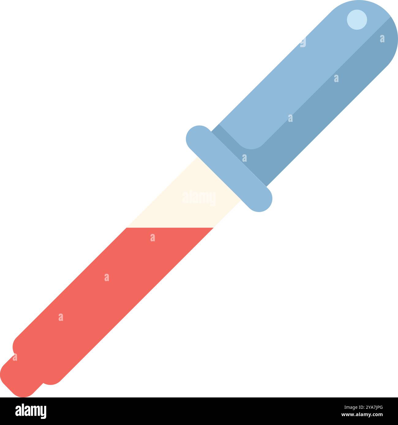 This vector icon features a chemical pipette dropper holding red liquid ...