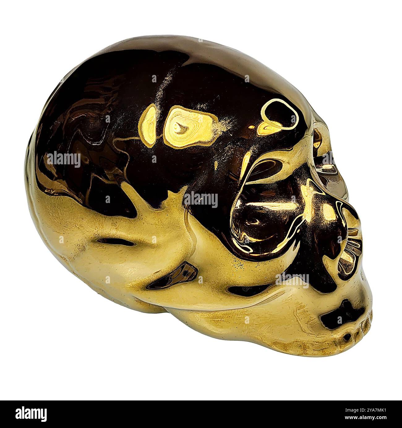 Gold Human skull viewed at an angle Stock Photo - Alamy
