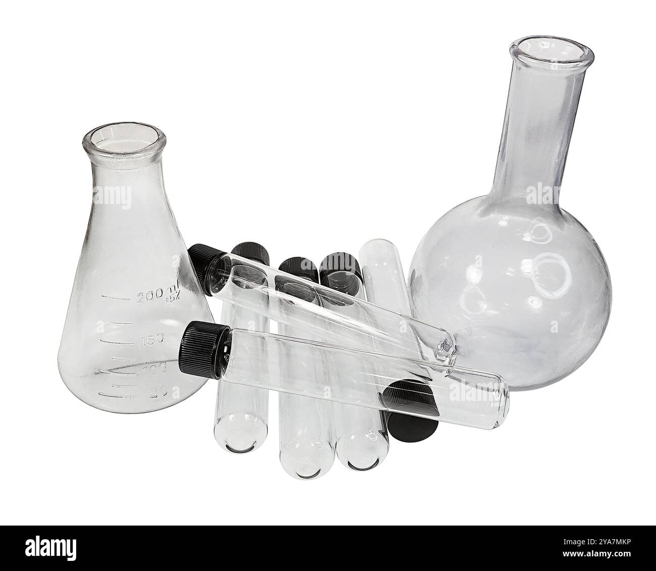 Glass Test Tubes and beakers Used during medical and scientific tests ...