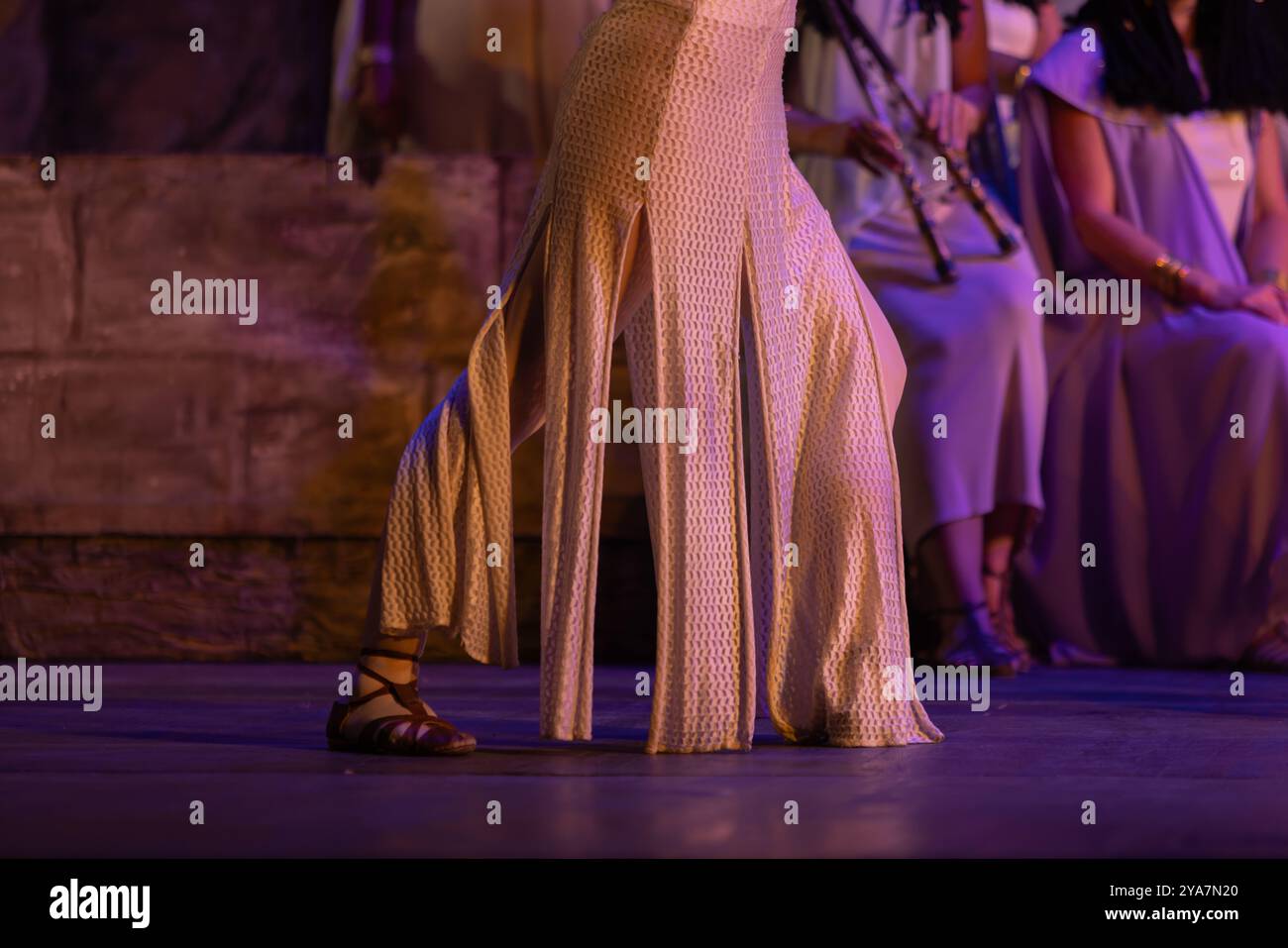 Closeup of women in egyptian clothes, theatrical costume. Aida opera by ...