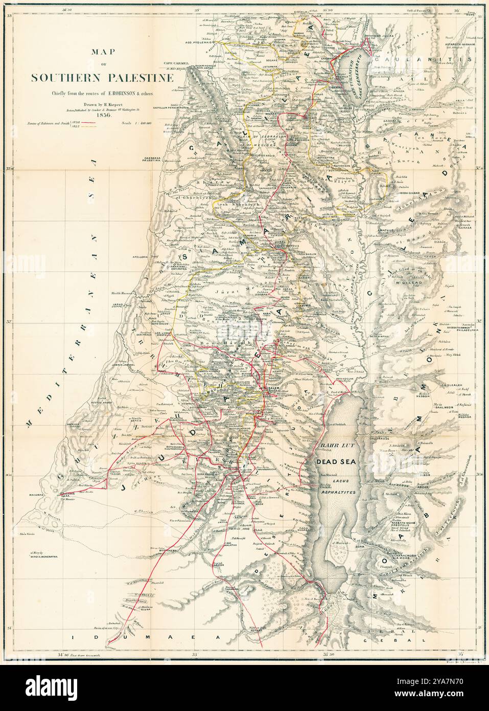 Map of Southern Palestine - Chiefly from the routes of E. Robinson ...