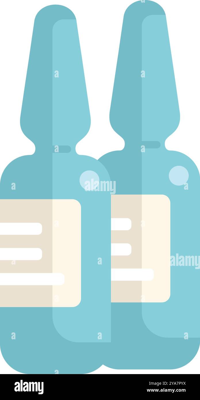 Simple flat vector illustration of two medical glass ampoules standing ...