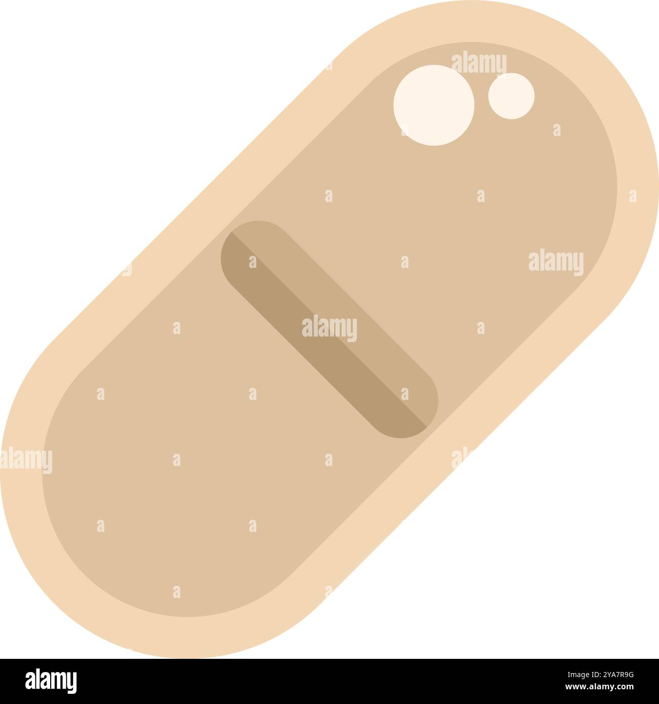Light brown oval pill lying on its side, with a score mark in the ...