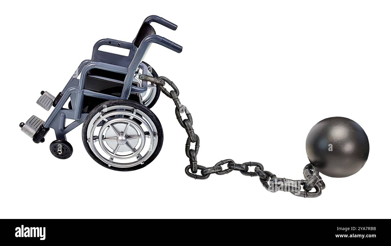 Side View of a Wheelchair used for transportation with ball and chain ...