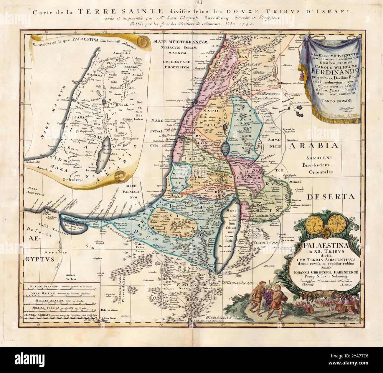Map of Palestine published by Homannsche Erben 1750, The 12 tribes ...