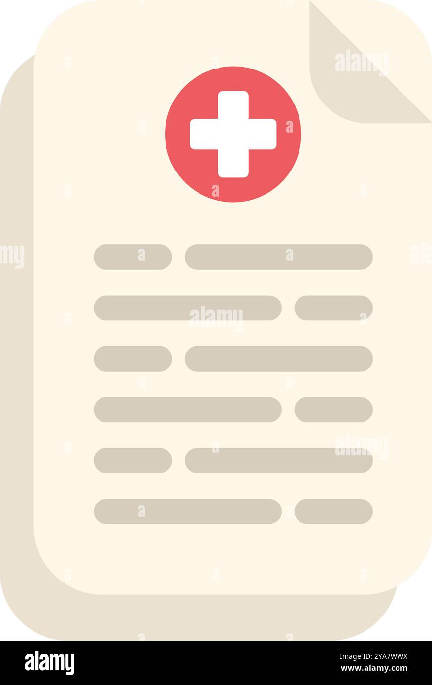 Medical history report with a cross mark symbol showing important ...