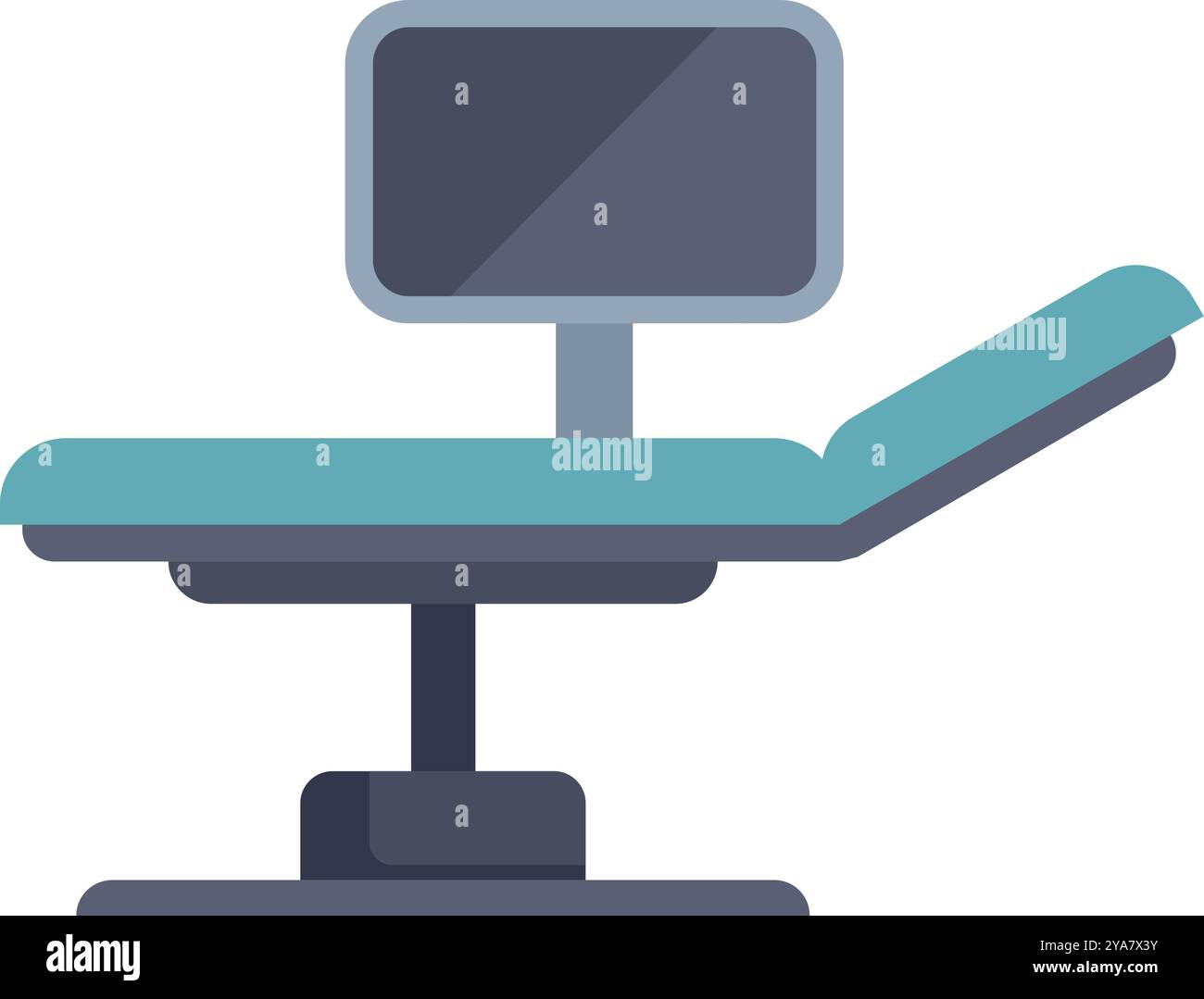 Modern medical examination table with adjustable back and monitor on ...