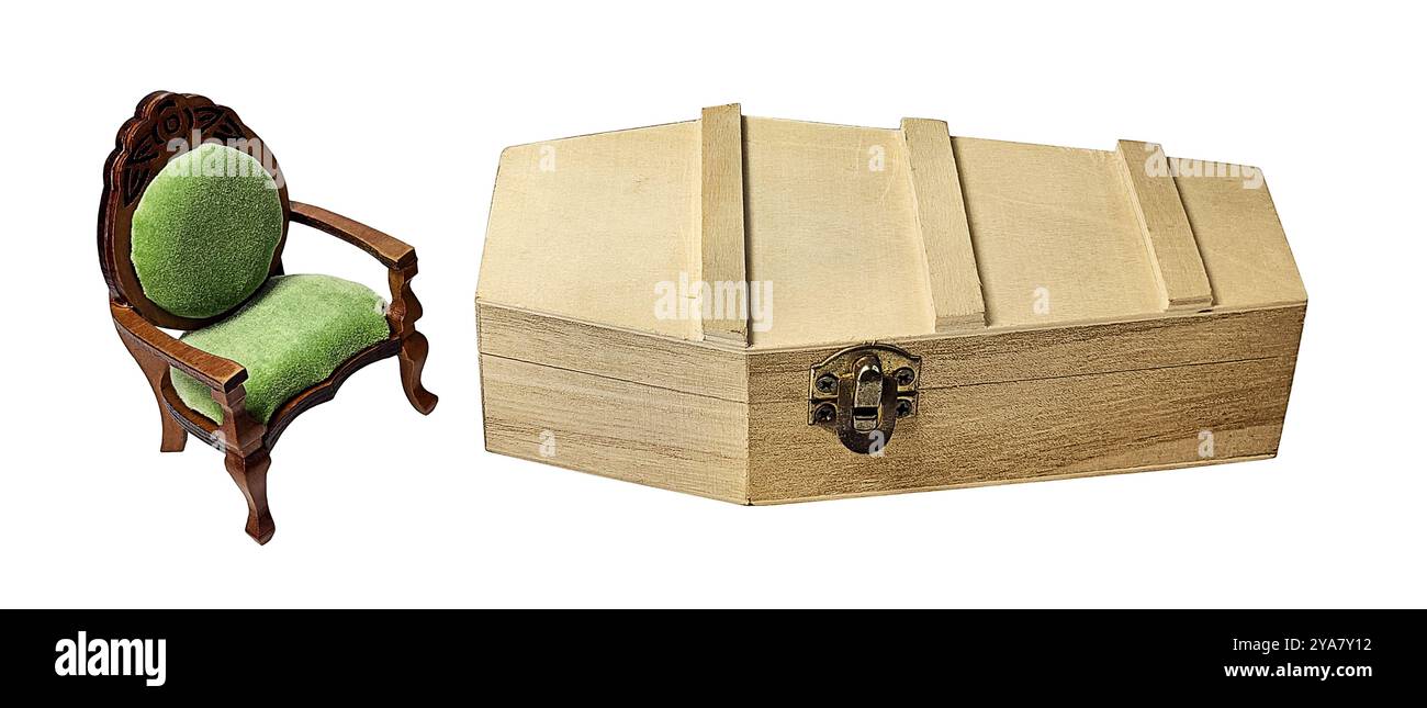 Formal chair and coffin showing the wake before the funeral Stock Photo ...