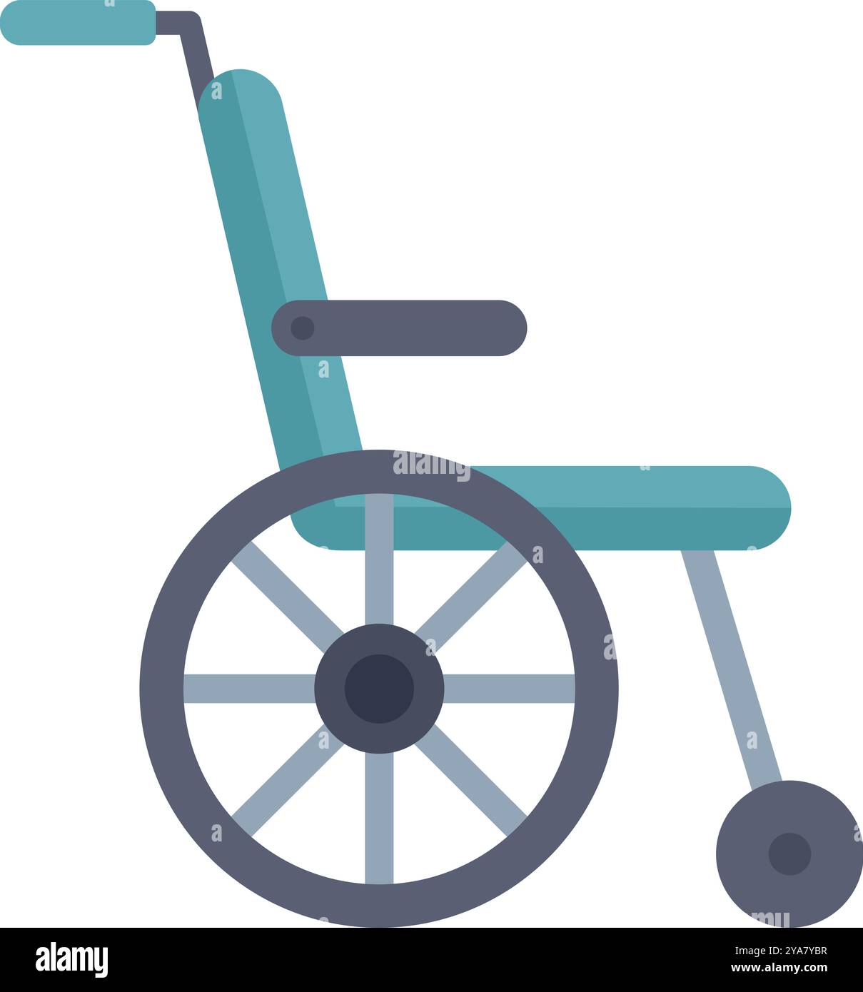 Empty wheelchair standing in profile, representing concepts of ...