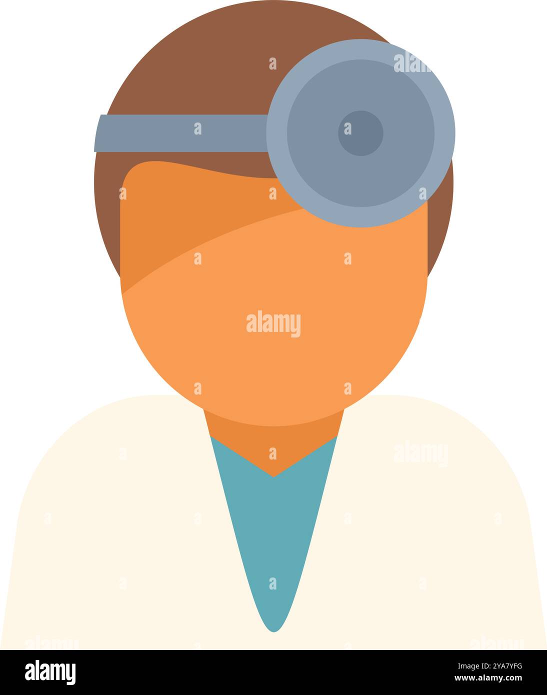 This vector illustration of an ent doctor wearing a head mirror is ...