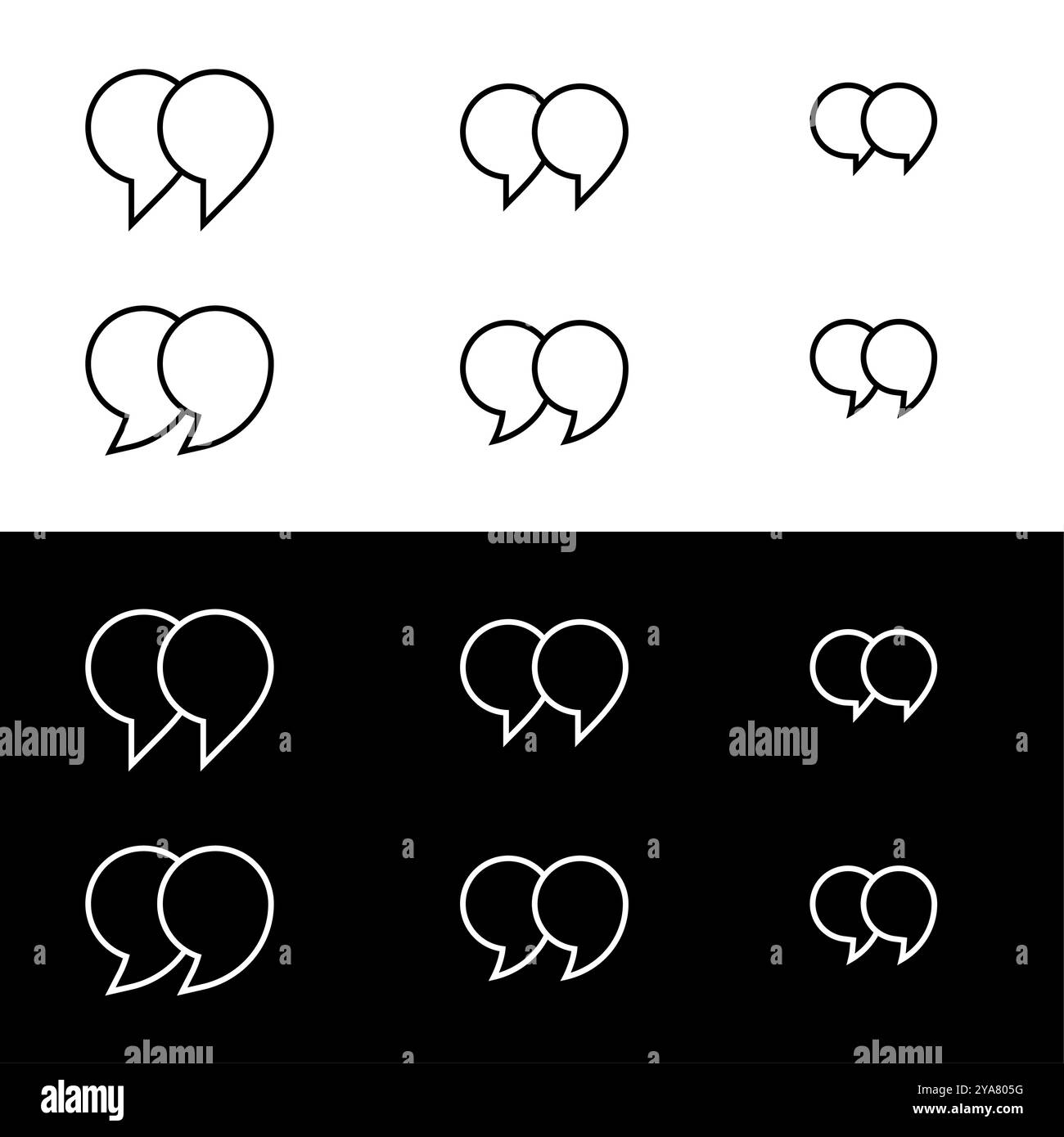 line style citation mark icon background in collection vector Stock ...