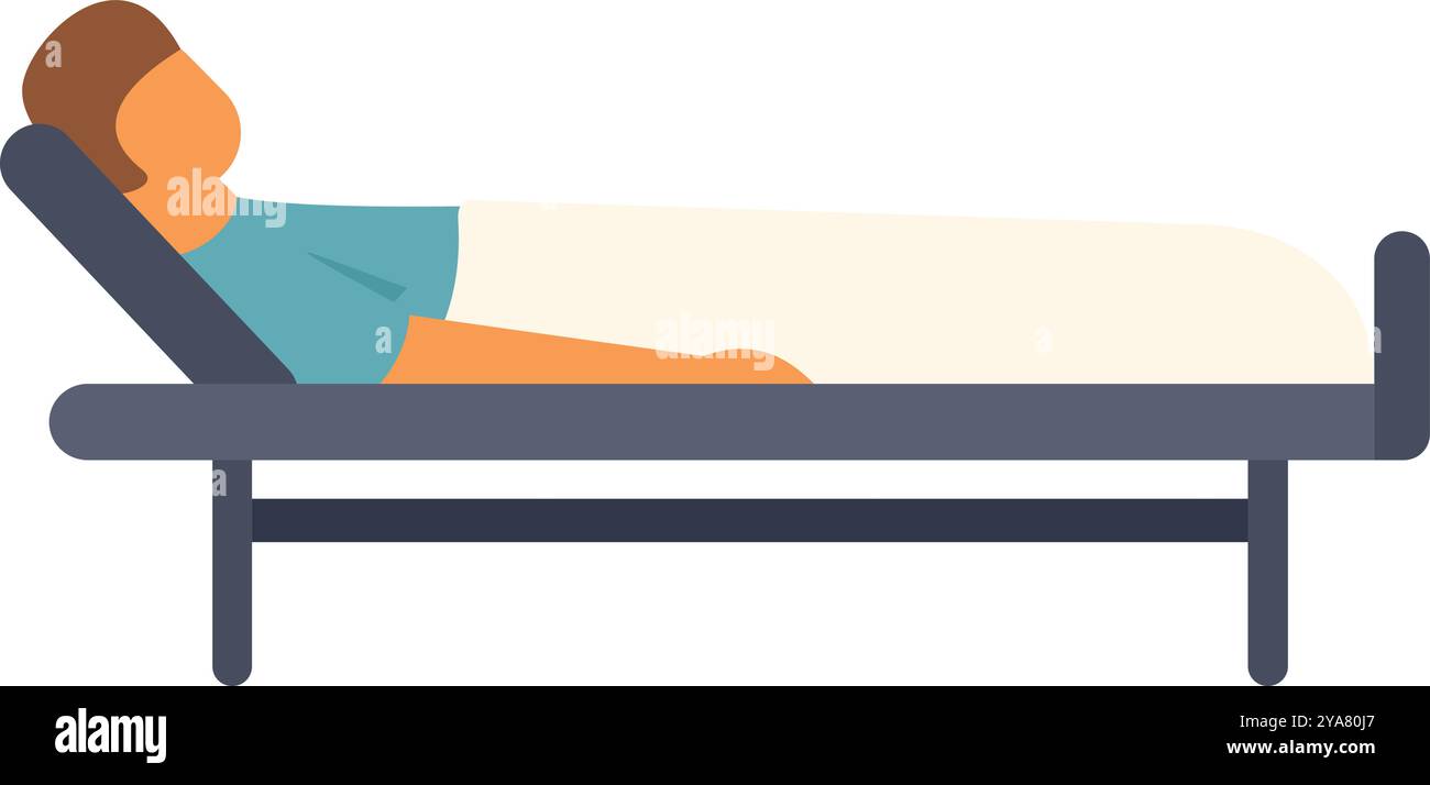 Male patient is lying in a hospital bed, resting after a medical ...