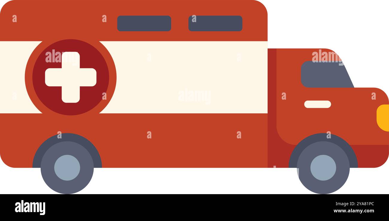 Red ambulance truck transporting patients to hospital in emergency ...