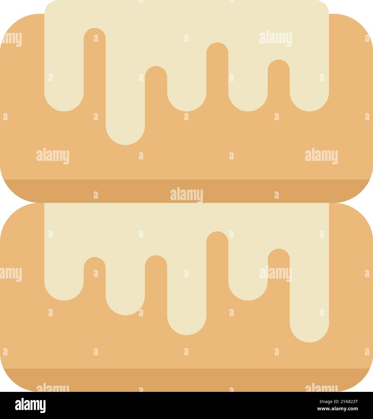 Simple vector illustration of two tiers of sponge cake with white icing ...