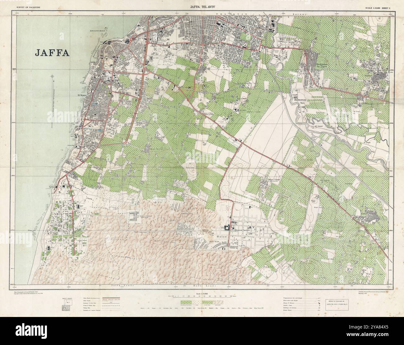 Map Jaffa Tel Aviv Compiled, drawn and printed by the Survey of ...