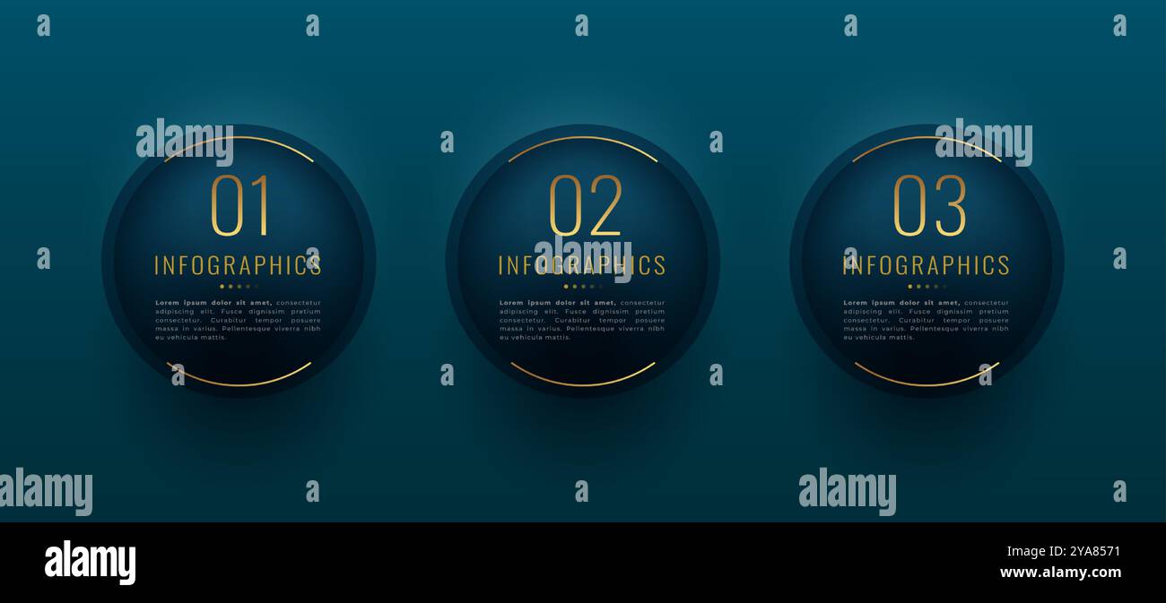 golden style 3 step or option business marketing template vector Stock ...
