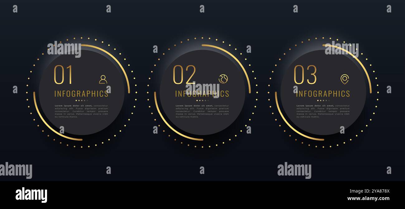 three step flowchart infographic banner for modern business vector ...