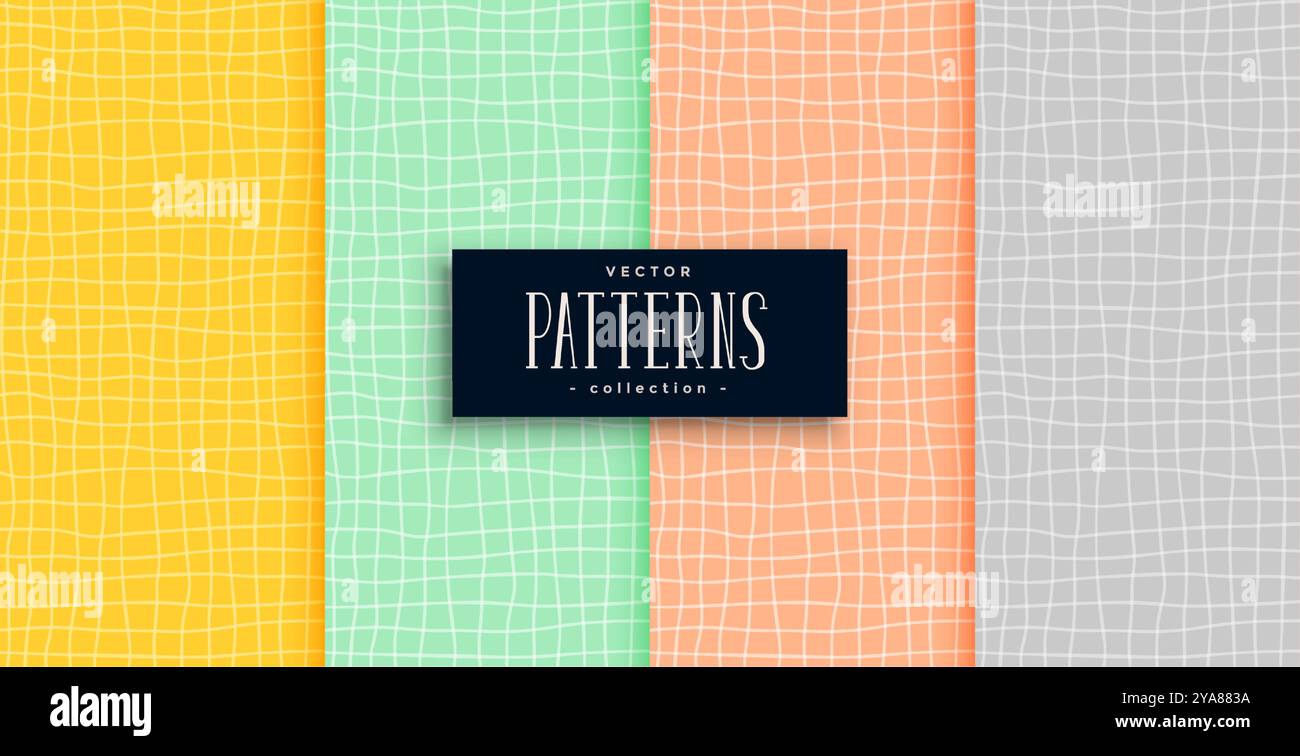 set of cute geometric pattern background in four colors vector Stock ...