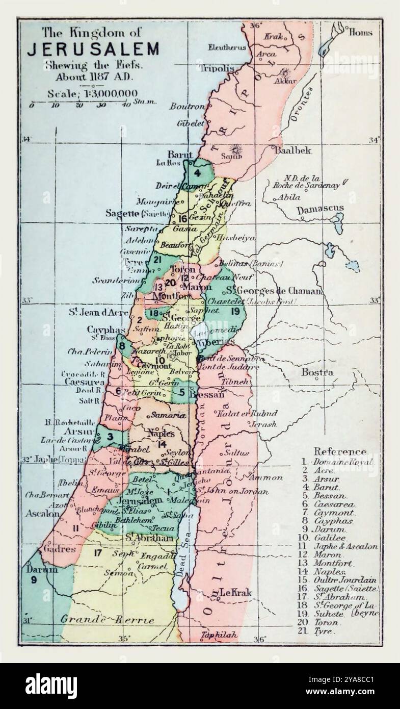 Map - The Kingdom of Jerusalem - From the book "Palestine" (1889) by ...