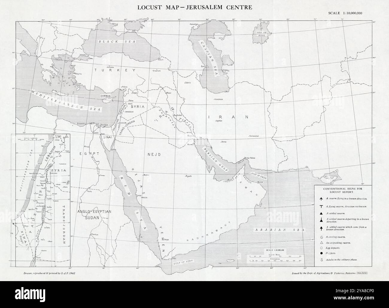 Locust map - Jerusalem centre. Drawn, reproduced and printed by S. of P ...
