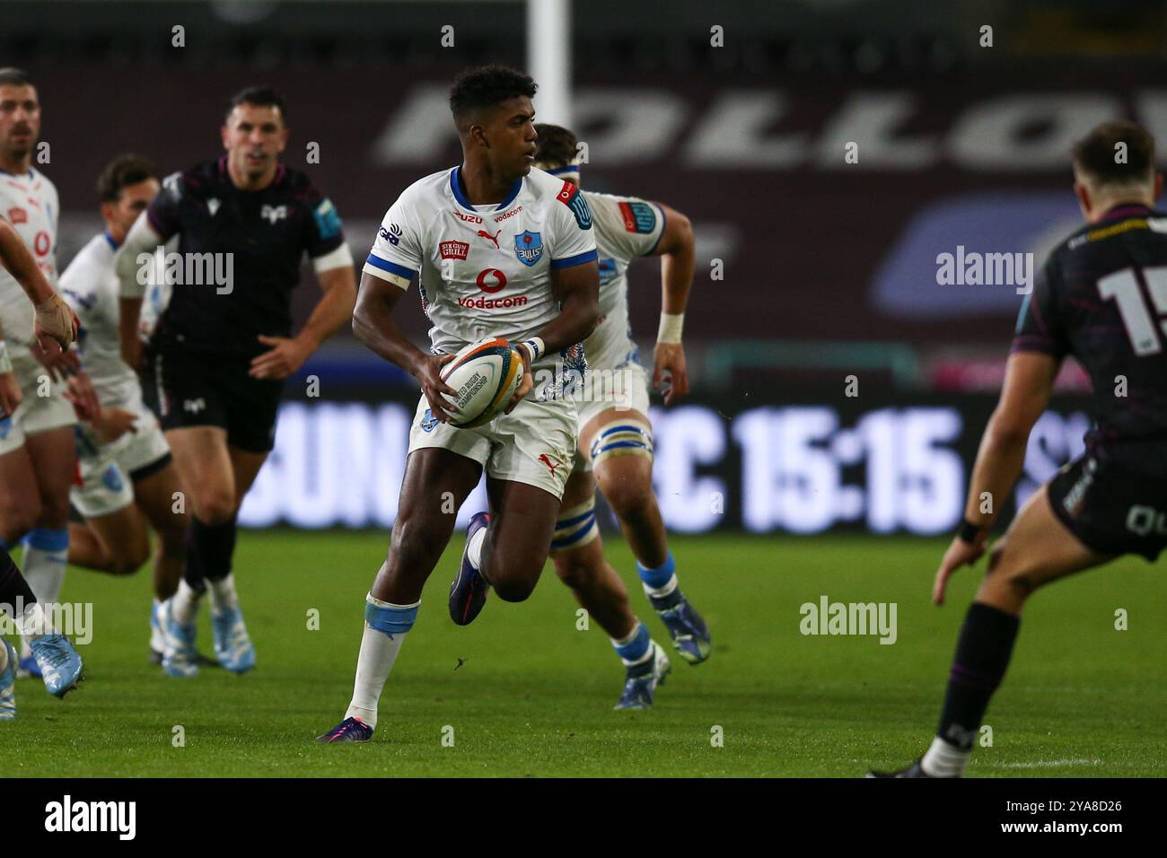 Swansea, UK. 12 October, 2024. Canan Moodie of Vodacom Bulls during the ...