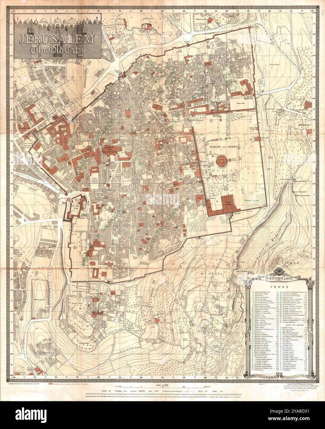 Jerusalem, The Old City, 1-2,500 map, drawn 1936, revised 1945 ...