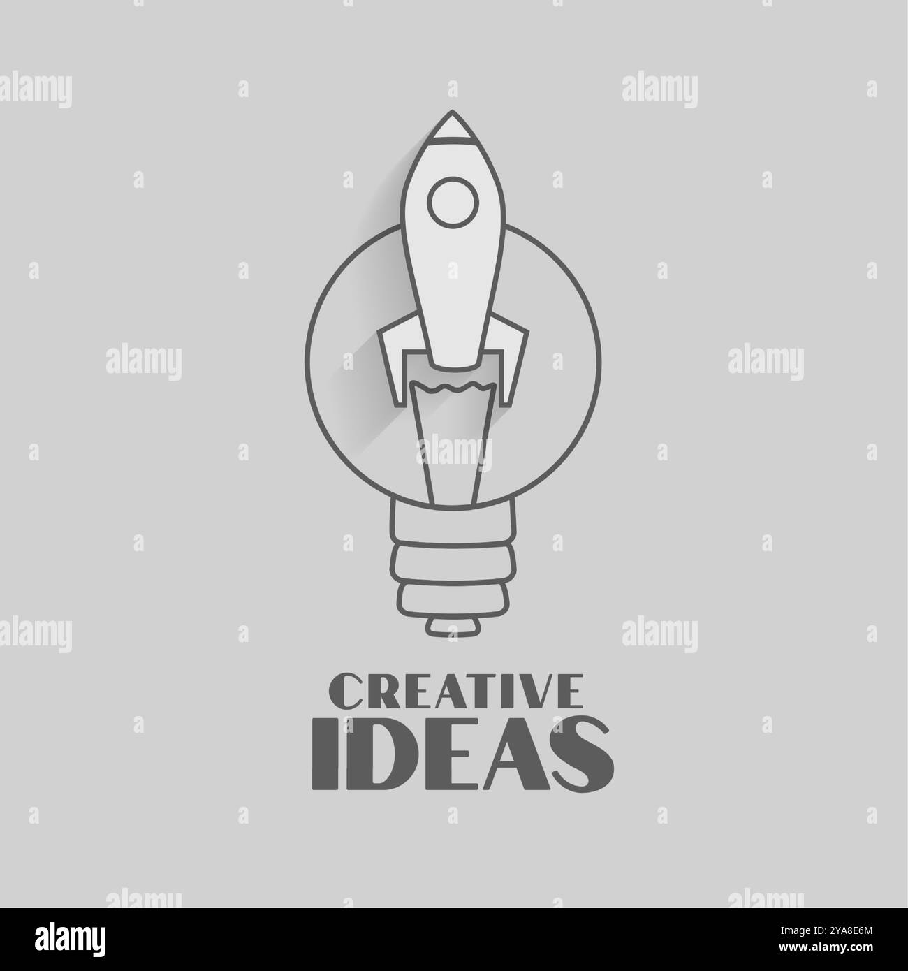 light bulb and rocket icons represent success idea concept vector Stock ...