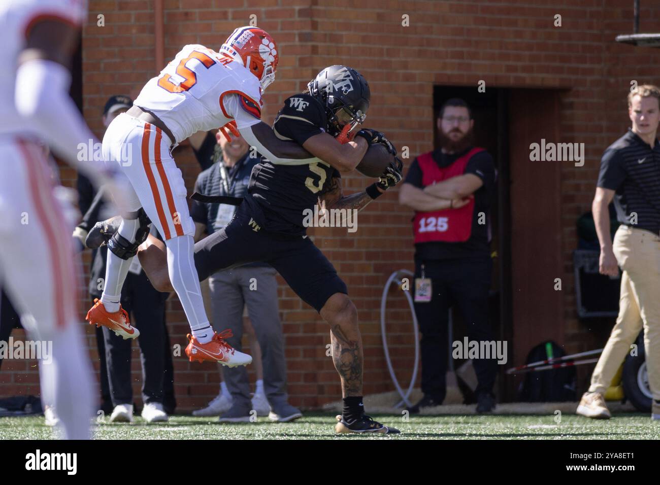 Winston-Salem, NC, USA. 12th Oct, 2024. Wake Forest Demon Deacons wide receiver Horatio Fields ...