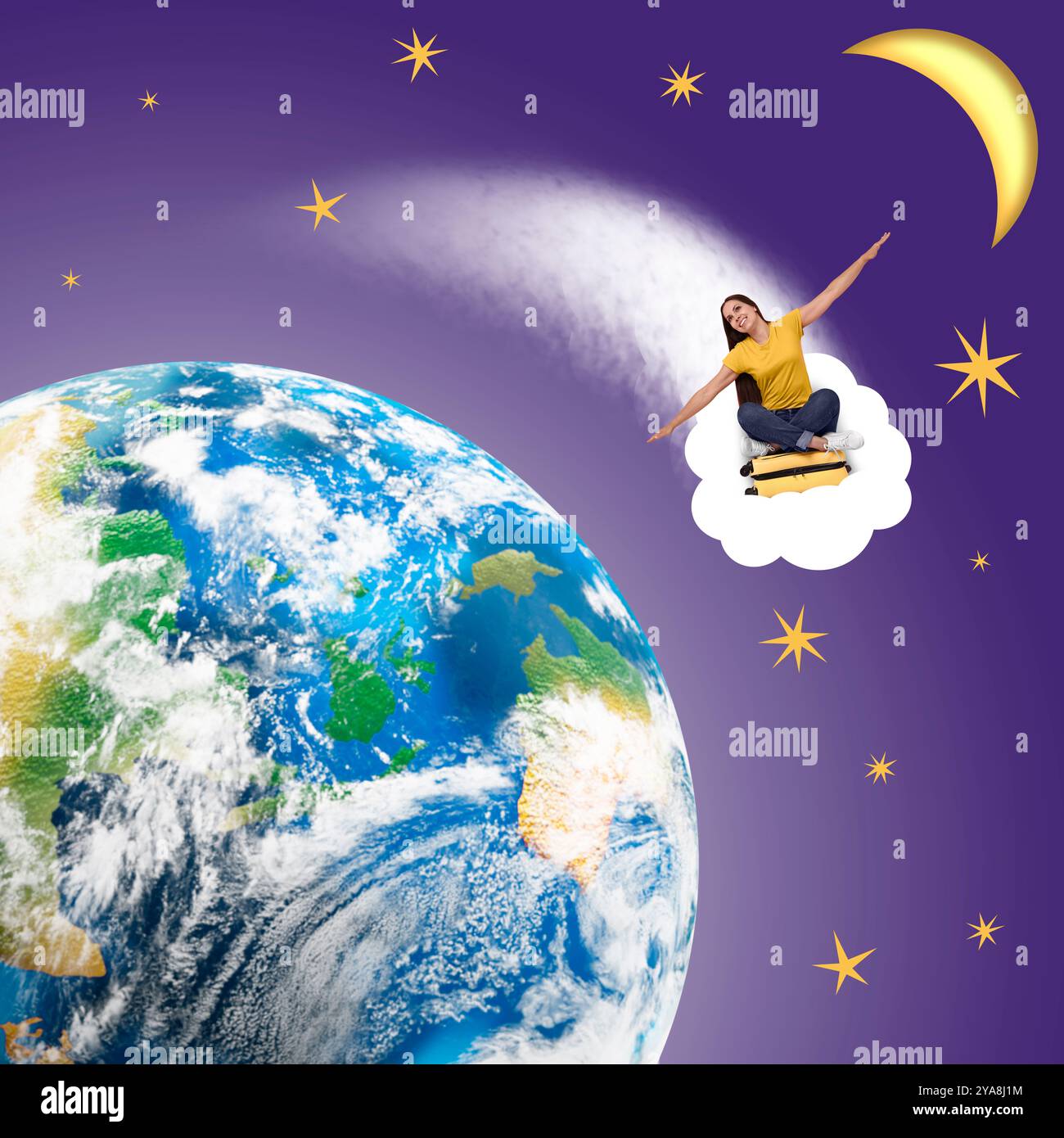 Illustration world tour globe plane hi-res stock photography and images ...