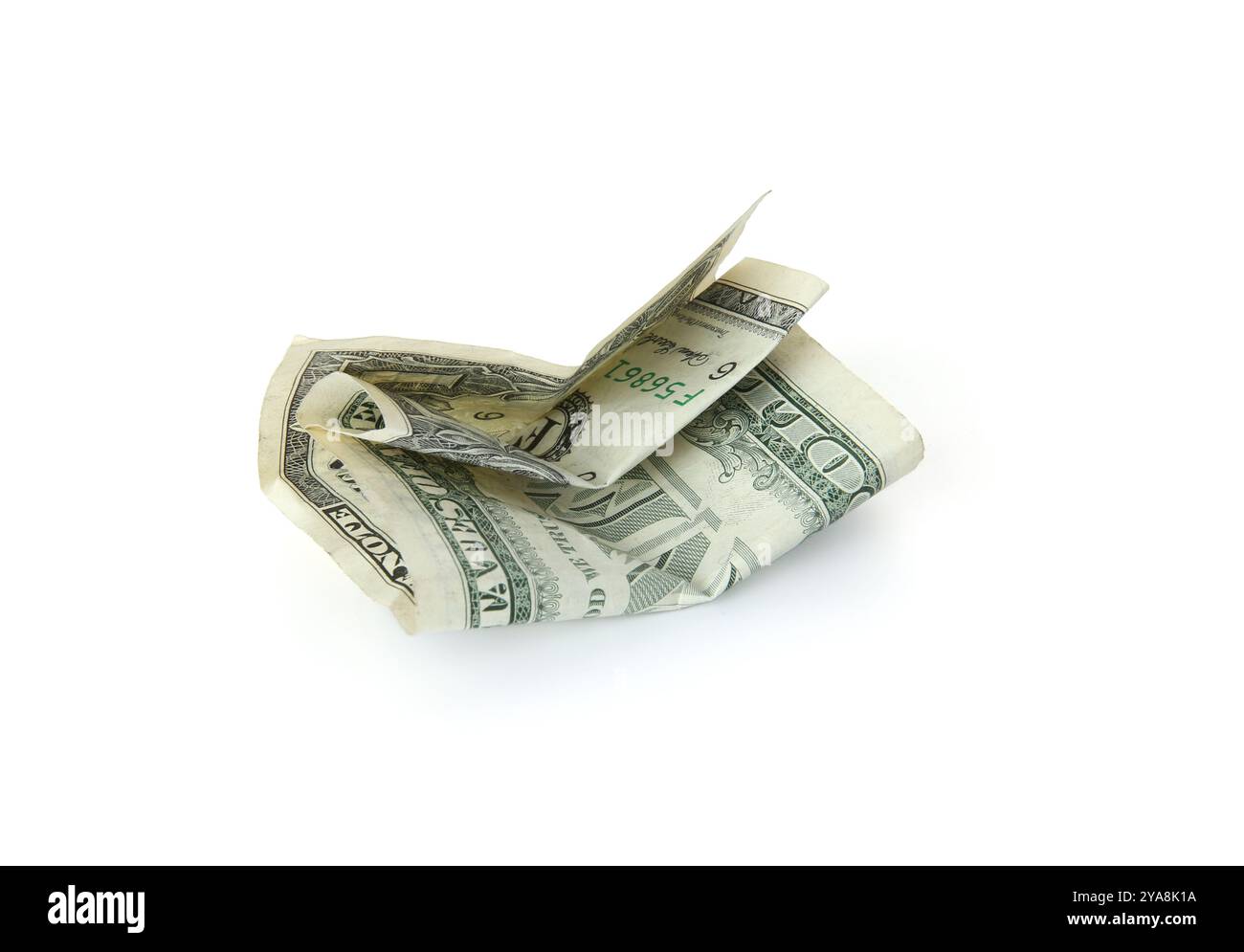 One crumpled dollar banknote isolated on white Stock Photo - Alamy