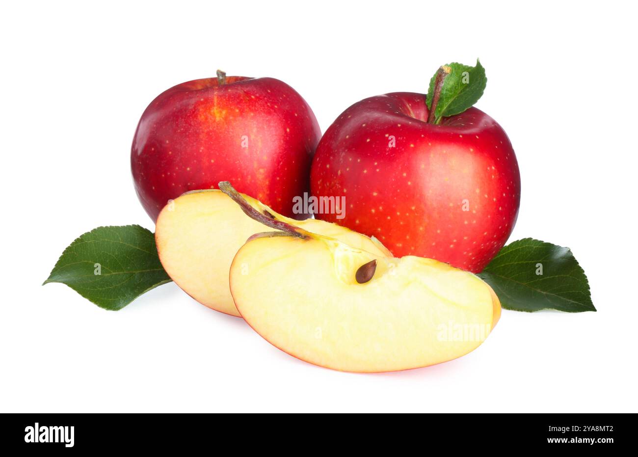 Whole and cut fresh apples isolated on white Stock Photo - Alamy