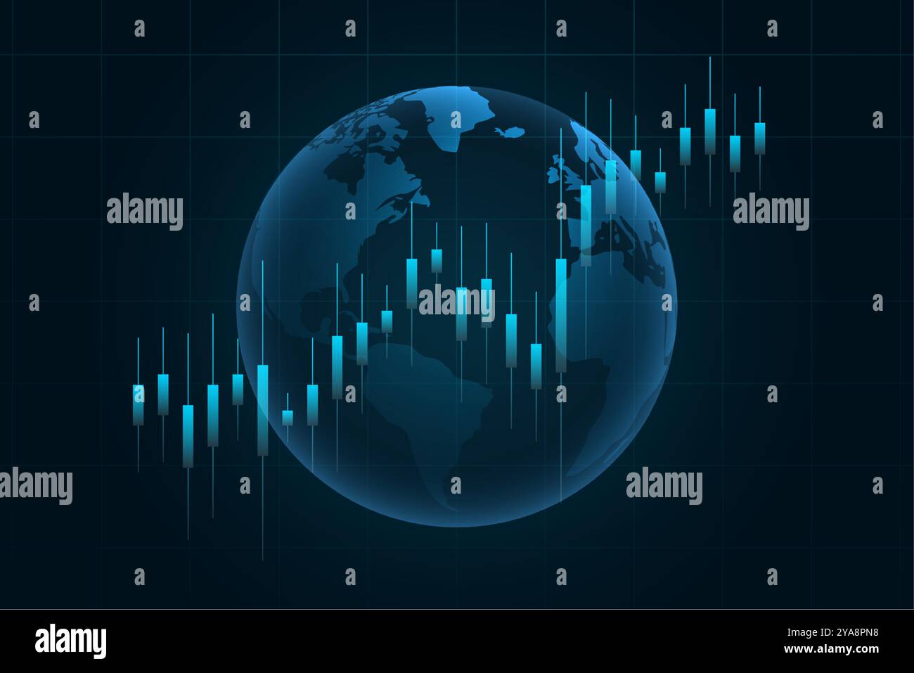 financial chart on globe background for forex trading or stock market ...
