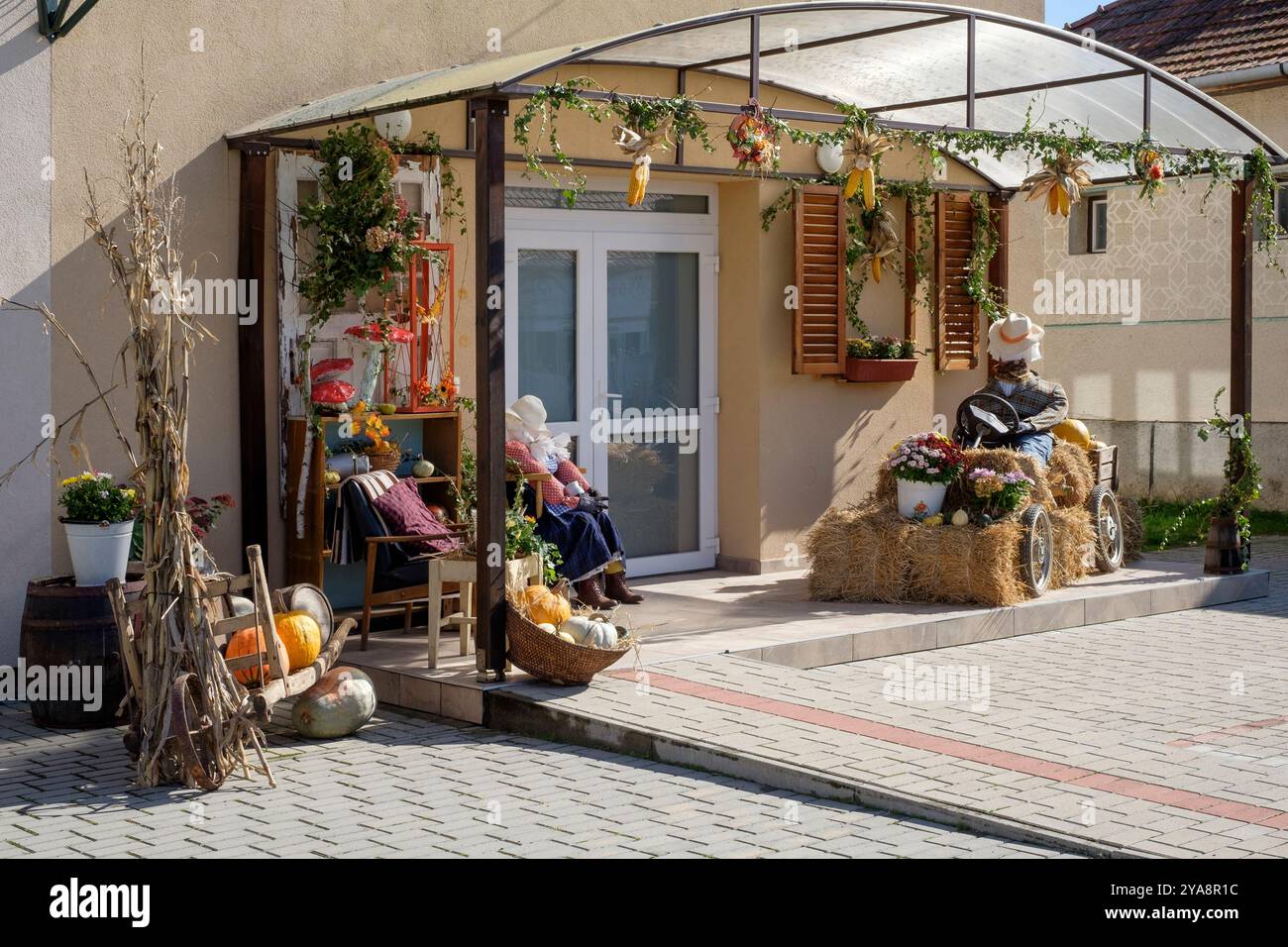 roadside effigy built by farming community villagers celebrating autumn ...