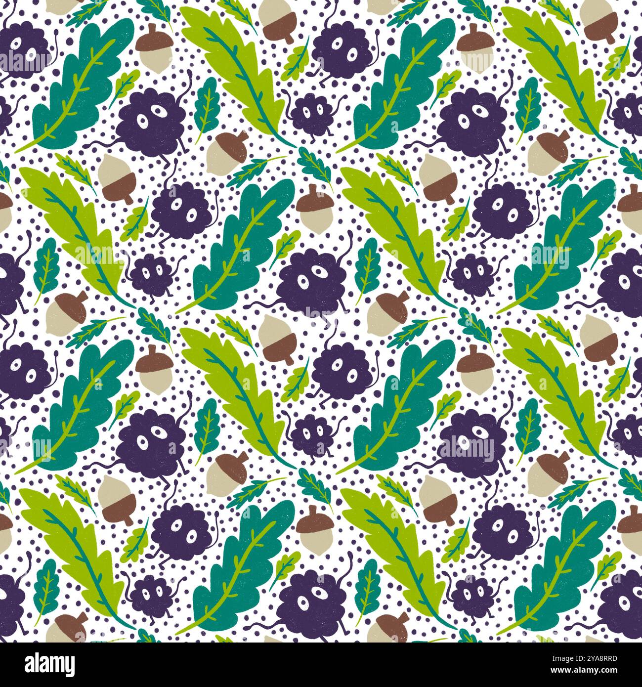 Autumn Halloween cartoon monsters seamless leaves pattern for wrapping ...