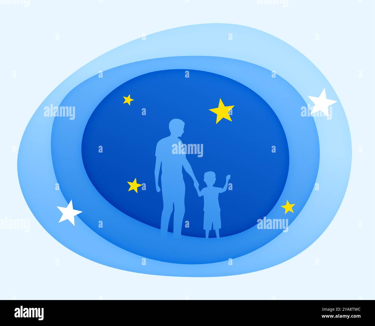 creative father's day wishes background with dad and son silhouette ...