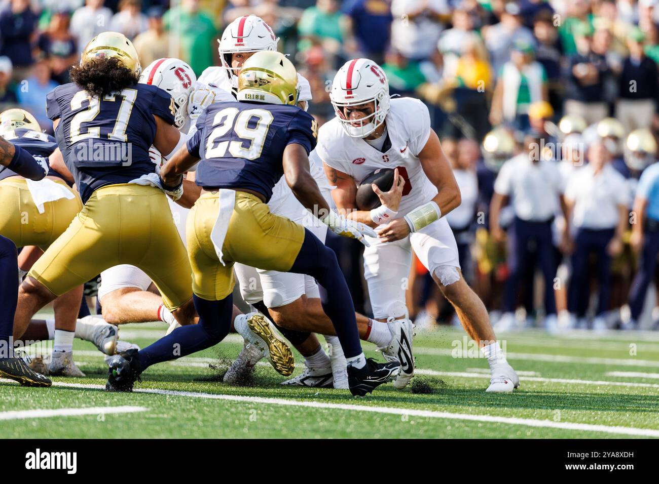 South Bend, Indiana, USA. 12th Oct, 2024. Stanford quarterback Justin ...