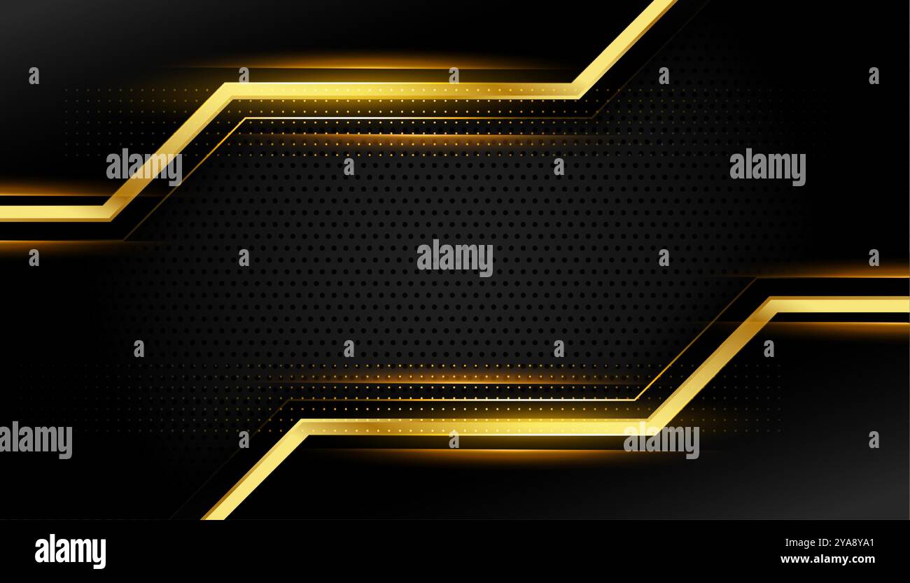 elegant dark black background with abstract golden shape design vector ...