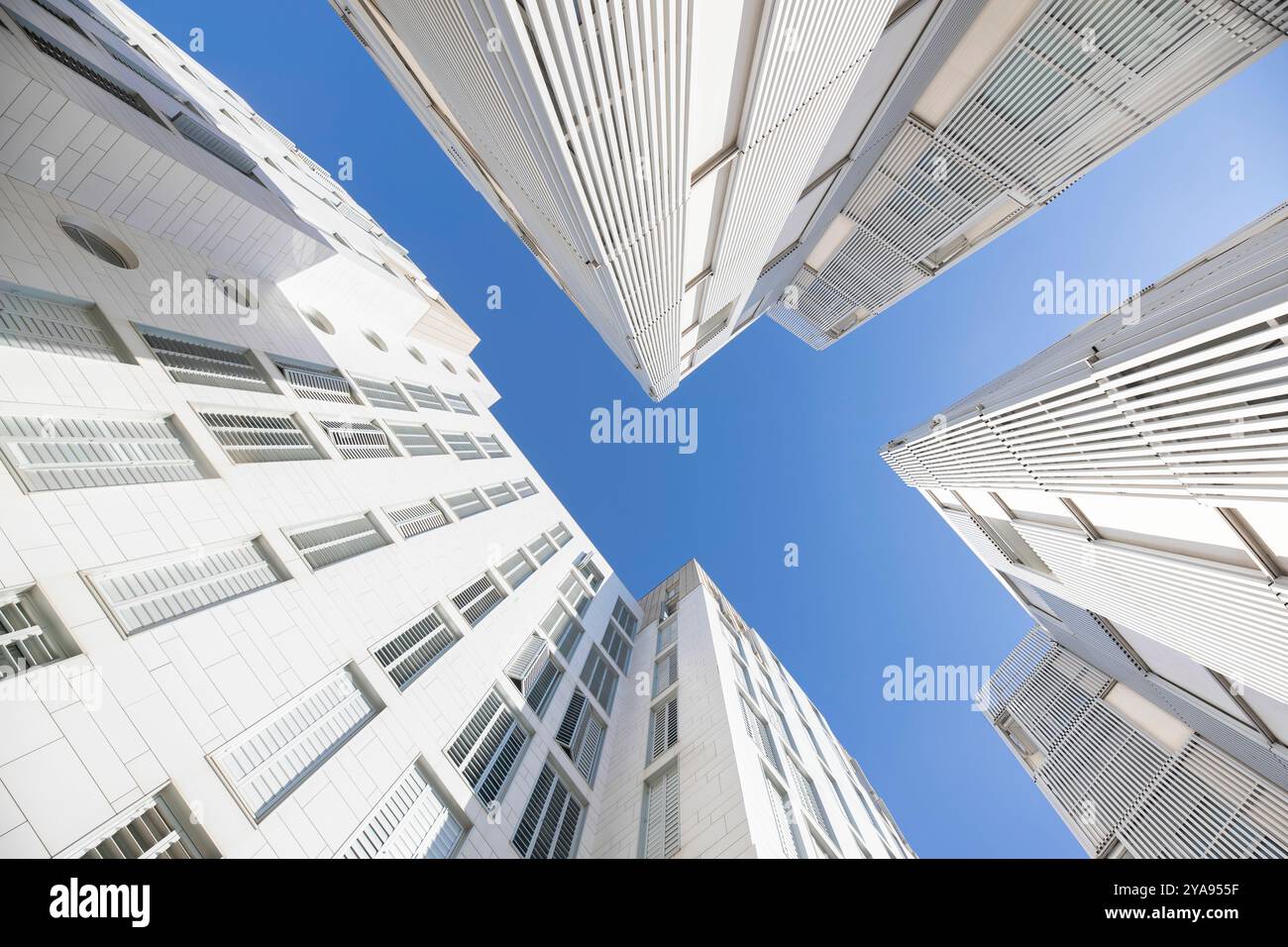 Exploring Modern Urban Architecture by looking up at the impressive ...