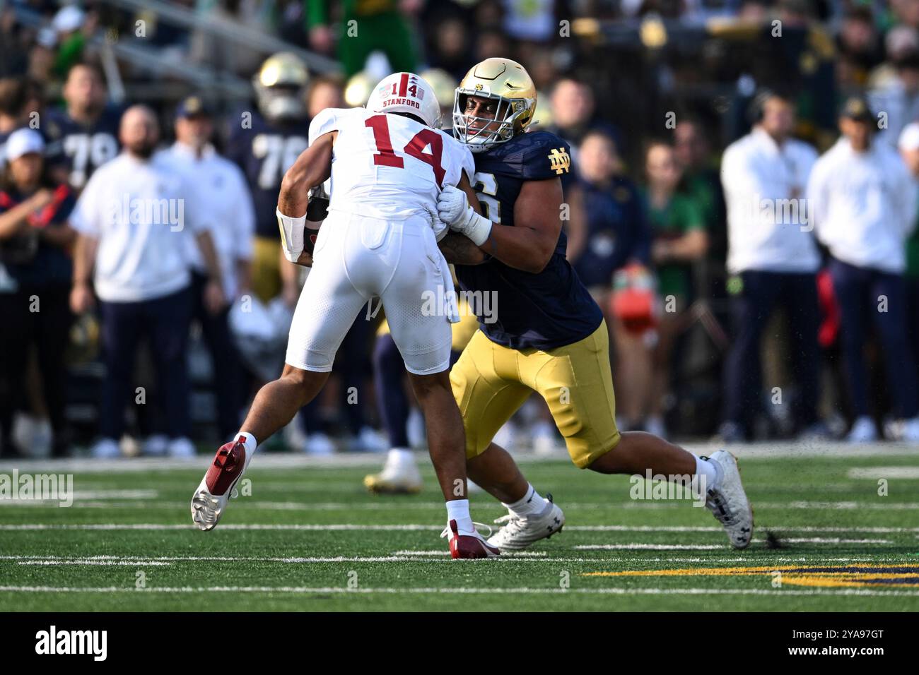 SOUTH BEND, IN - OCTOBER 12: Notre Dame Fighting Irish DL Howard Cross ...