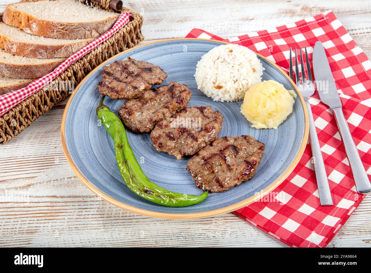 Turkish Cuisine Grilled Meatballs. Turkish meatball traditional kofte ...