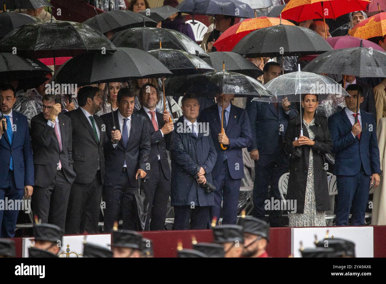 A group of regional presidents observes the military-civic parade for ...