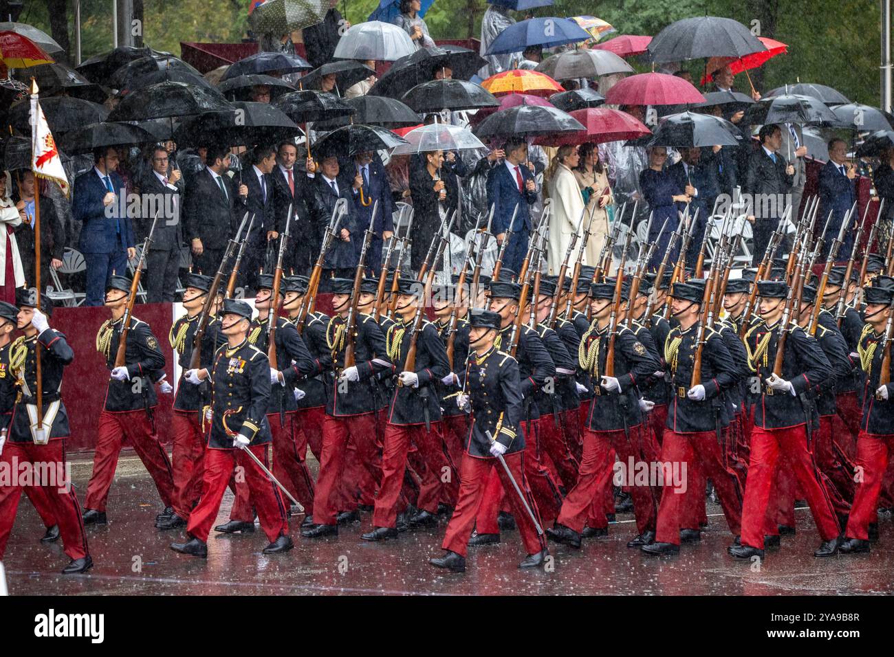 Military representatives parade during the military-civic parade for ...