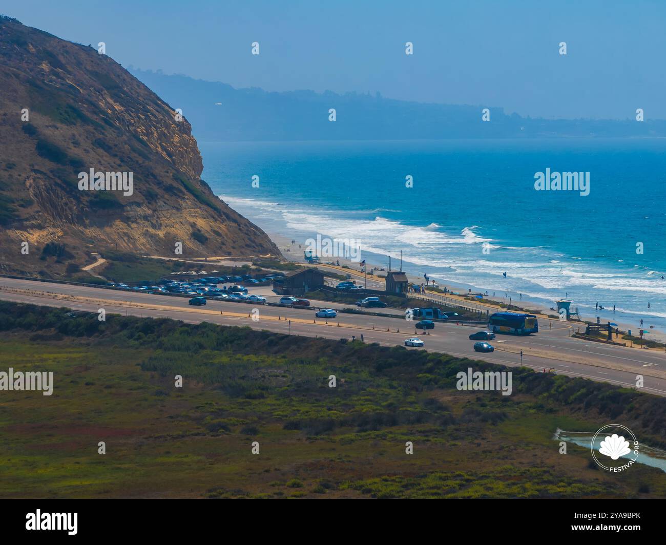Aerial View of Coastal Highway and Cliff in San Diego, California Stock ...