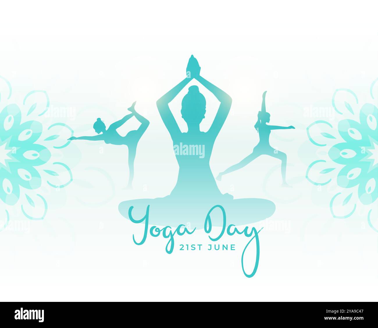 21st june yoga day celebration background for meditation vector Stock ...