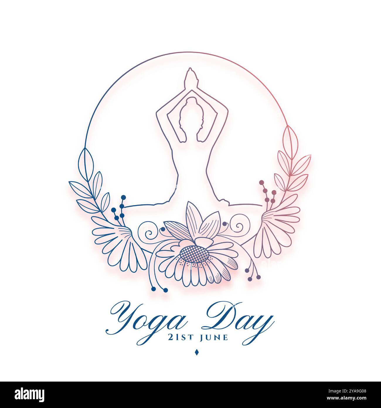 artistic 21st june yoga day background in line style vector Stock ...